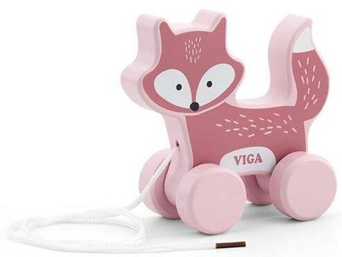 Каталка VIGA PolarB 44002, для малышей от 1,5 лет, деревянная, 10х11х5 см, на веревочке