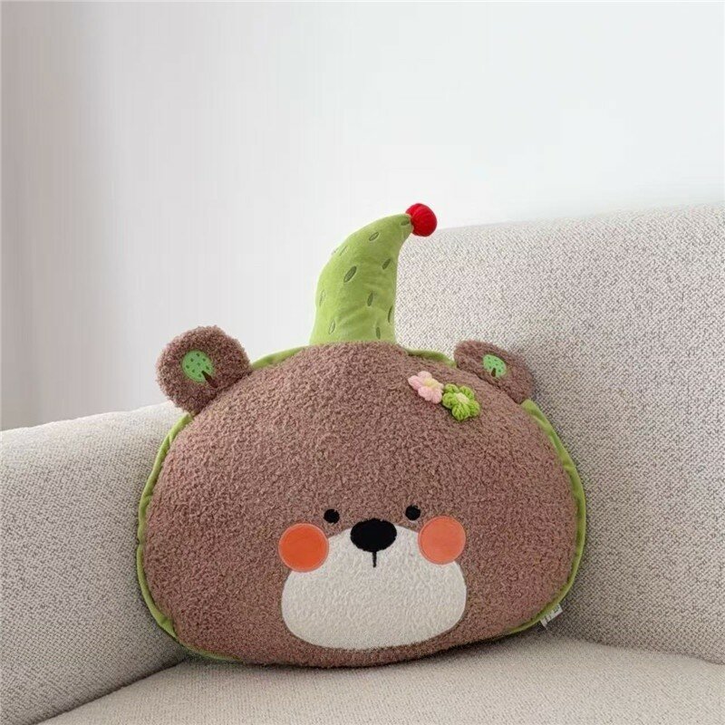 Style spring bear cushion with embroidered pattern for sofa and bedroom little bear