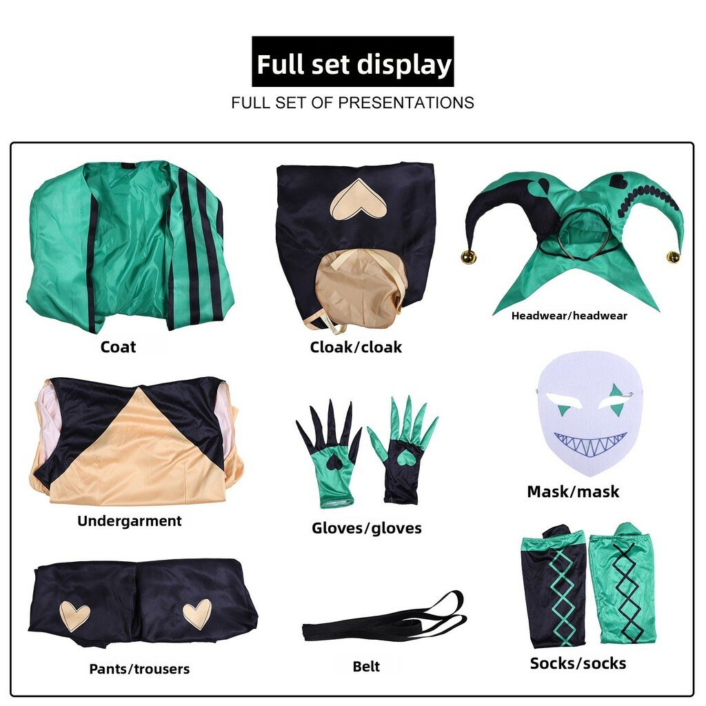 The freak circus tfc pierrot jester cosplay uniform with flexible material for cosplay and party use harlequin-xxxl