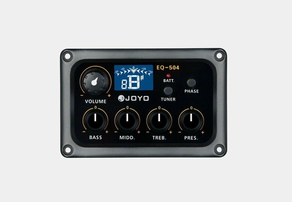 Joyo EQ-504-F Звукосниматель для акустических гитар с 4-х полосным эквалайзером и тюнером