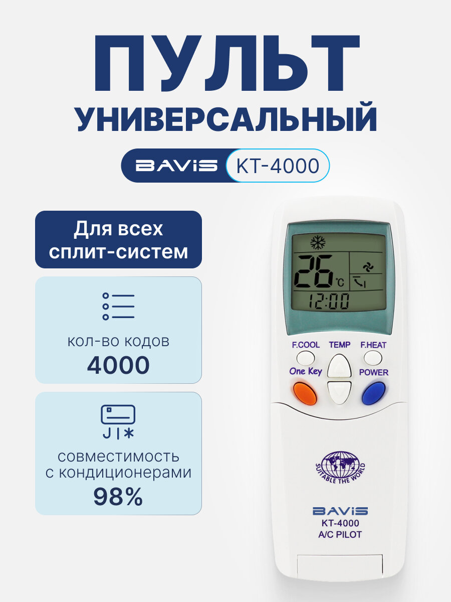 BAVIS KT-4000 (4000 в 1) универсальный ПДУ для кондиционеров