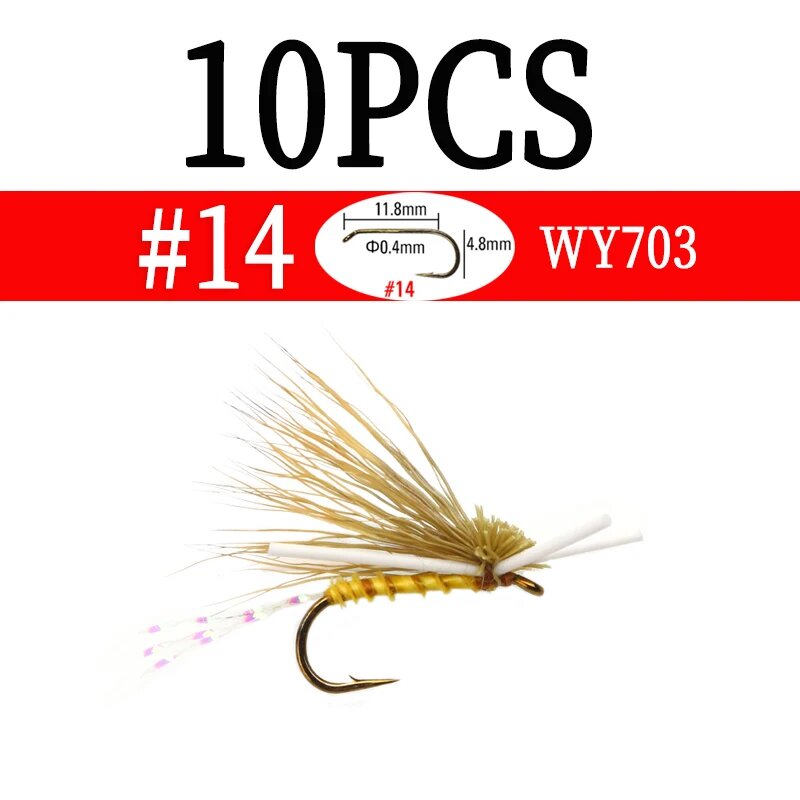 Нахлыстовые мухи Wifreo 14#, 10 шт. Бежевый, 10pcs size 14
