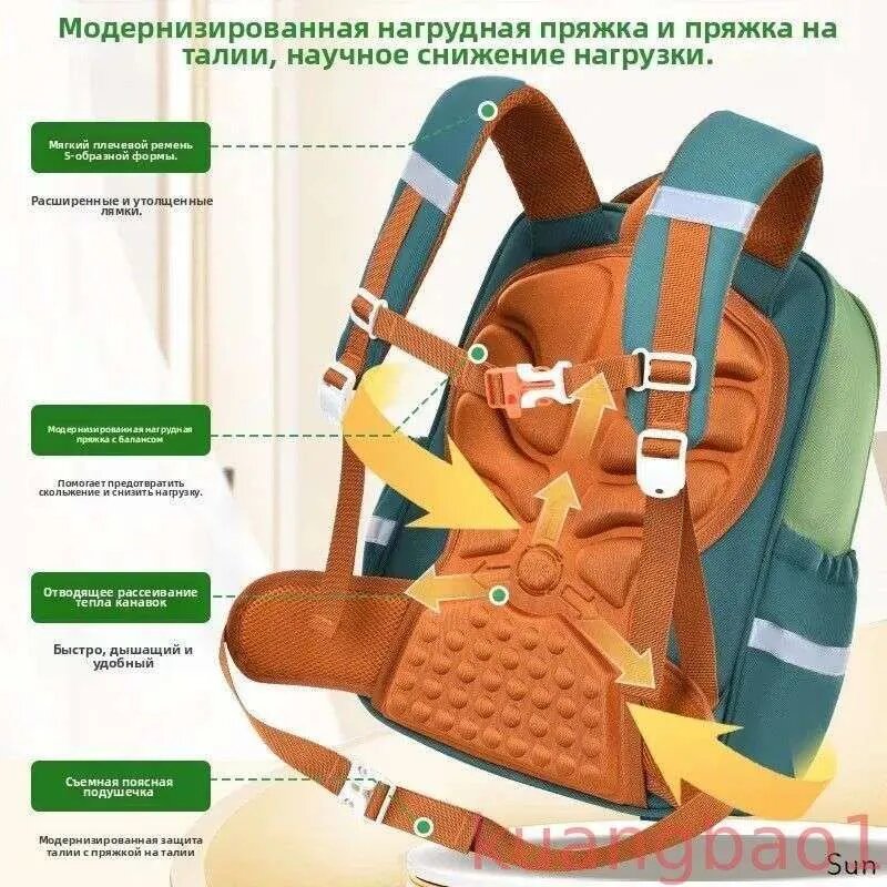 Легкий водонепроницаемый рюкзак 20л для 1-2 классов с мягкой ортопедической спинкой высокого качества — фото 1