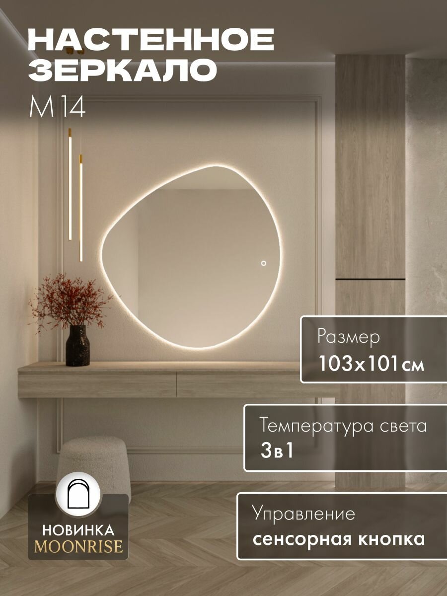 Зеркало настенное 103х101 см. сенсорное фигурное с подсветкой М14 MOONRISE