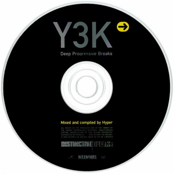 Hyper. Y3K. Deep Progressive Breaks (UK, Distinct'ive Breaks, Y3K001CD, 2000) CD диск — фото 1