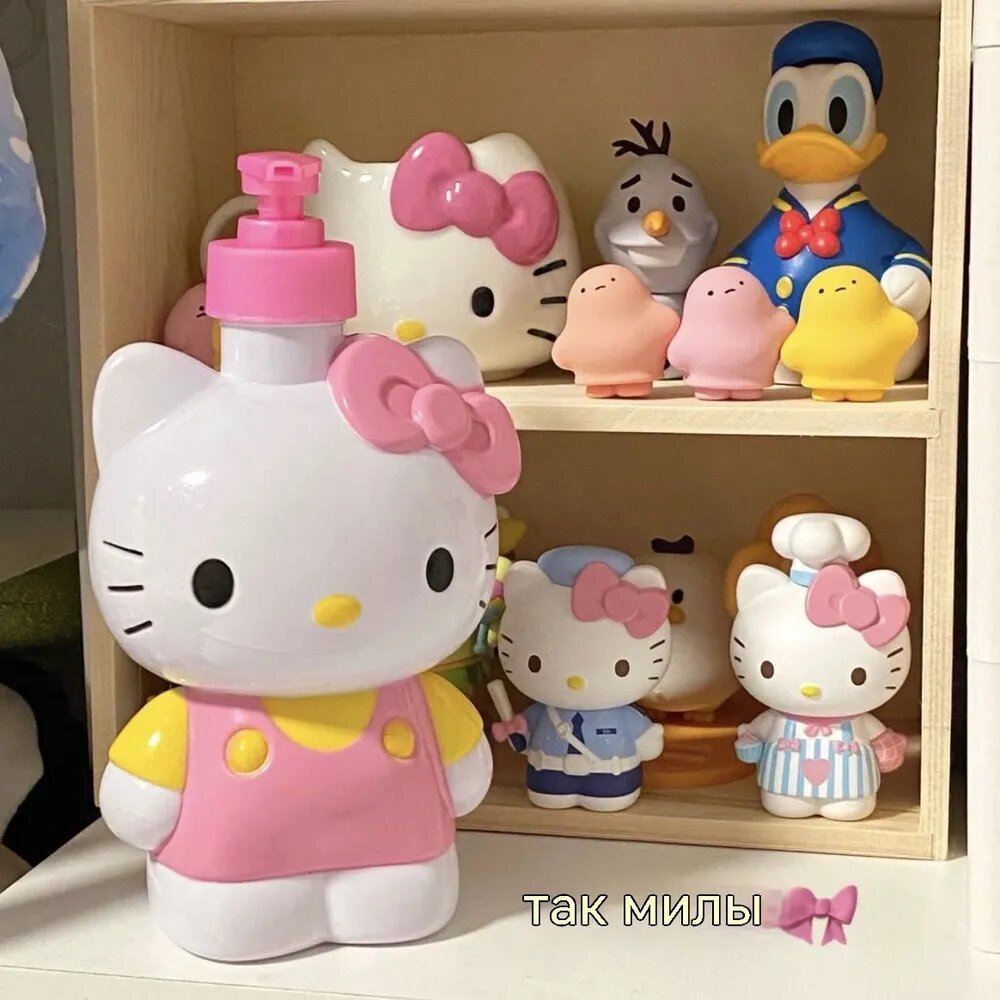 Кошачья бутылка с помпой (разливной флакон, Hello Kitty, для мыла/лосьона)
