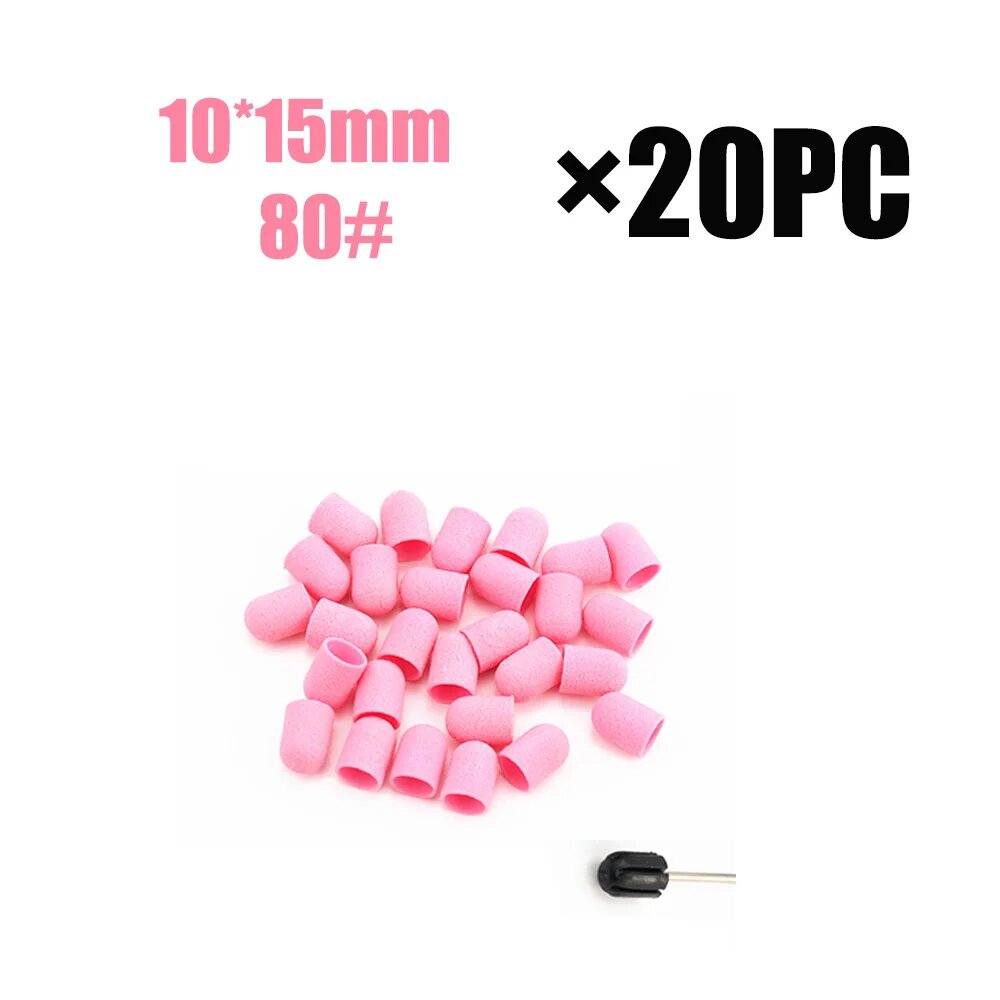 Шлифовальные колпачки Asweina 20 шт. Pink-80Grit