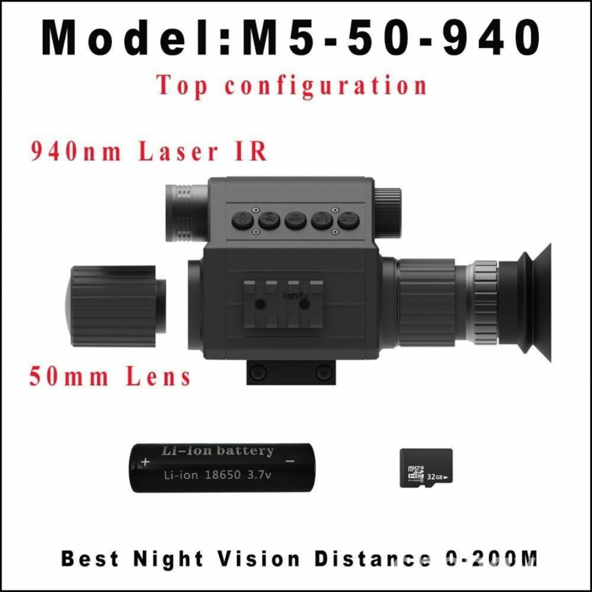 Монокуляр M550, ночное видение, ИК-подсветкой 1080p, ударопрочный