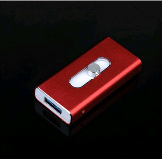 Металлический 3-в-1 флеш-накопитель с USB-C, Lightning и USB-A для iPhone, Android и ПК - 512GB, Красный