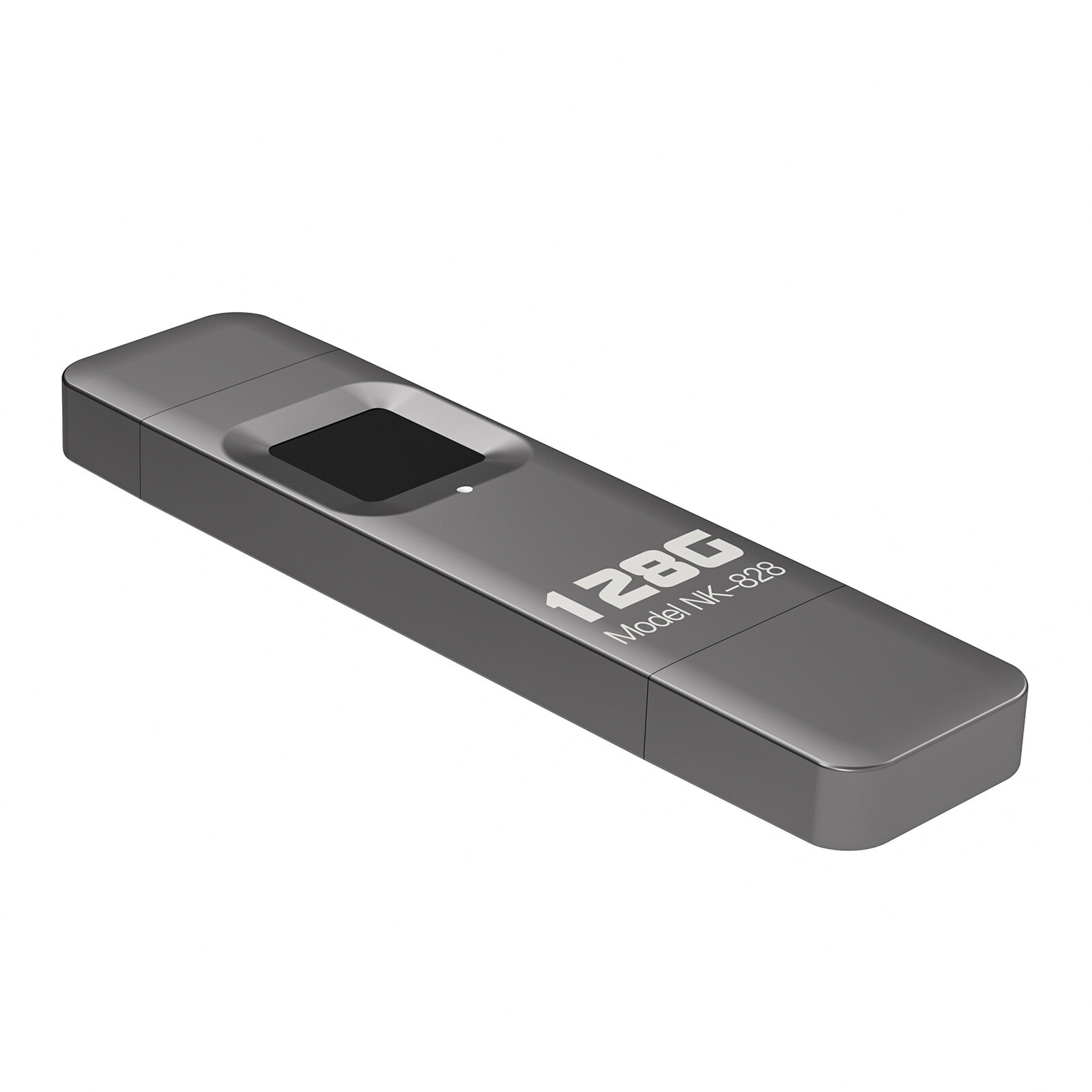 Темно-серый сенсорный USB-накопитель 2ТБ с металлическим шифрованием совместимый с Apple для компьютера и телефона