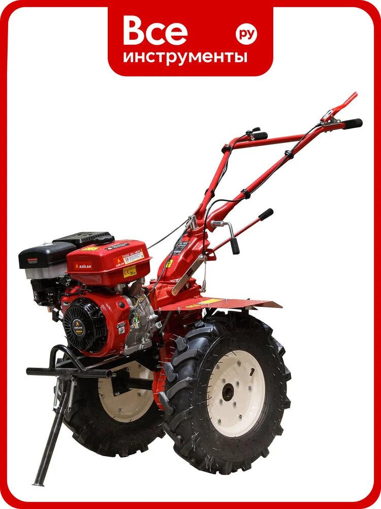 Бензиновый культиватор ASILAK SL-187L AS1556-2 с фрезой и плугом, шестеренчатый редуктор, сцепление в масляной ванне