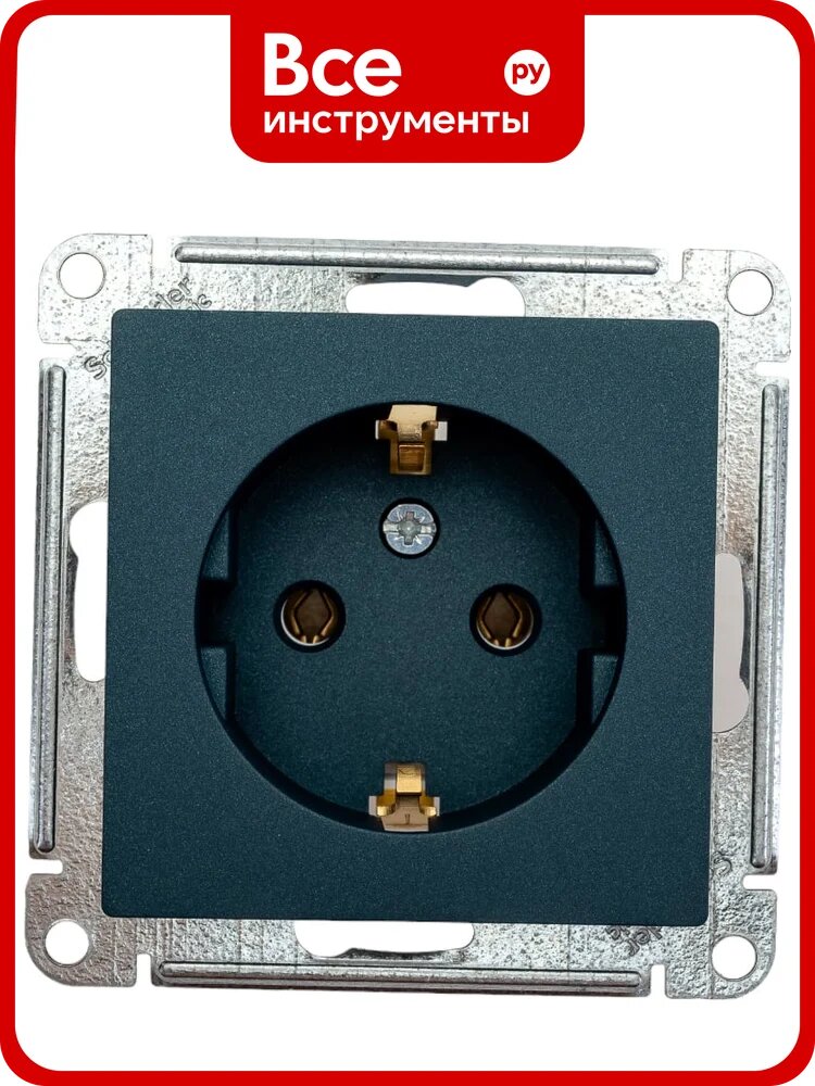 Розетка Systeme Electric AtlasDesign Изумруд с/з, 16А, механизм SE ATN000843, 250 В встраиваемая квадратная, защита