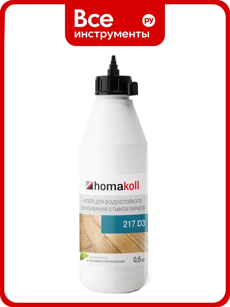 Контактный клей для паркета Homakoll на основе акрила, белый, вязкая жидкость, бутыль
