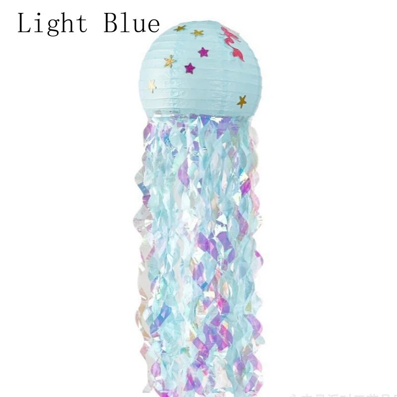 Бумажные фонарики для вечеринки "Русалка" Голубой, Light Blue