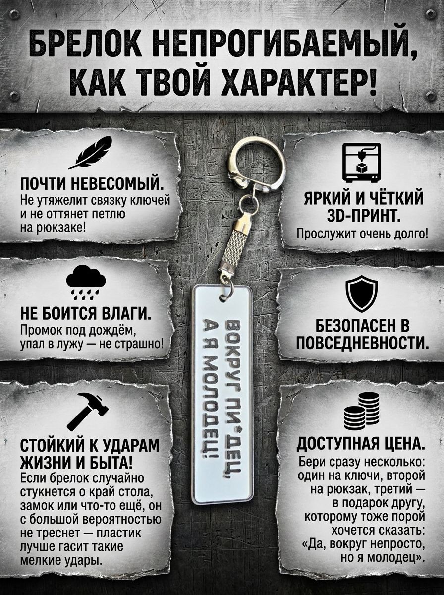 Брелок Диковинка с чудинкой, белый, черный — фото 1