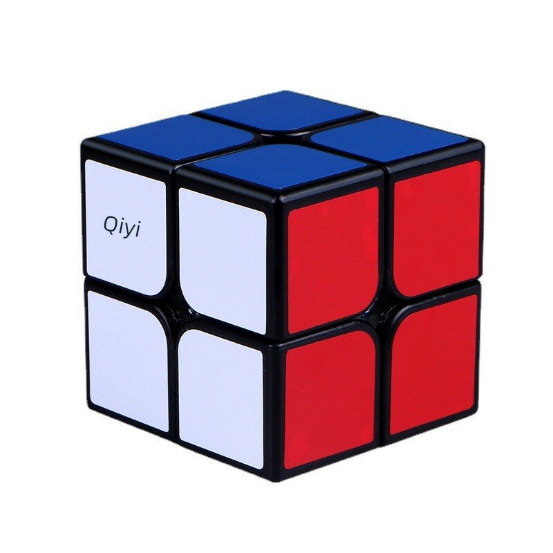 Qiyi 2x2 головоломка Рубика с черными наклейками, подставкой и руководством - обучающая игрушка для детей