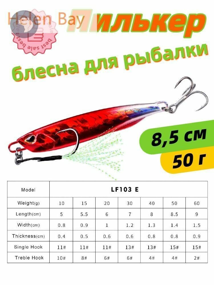 Пилькер блесна для рыбалки на щуку, жереха, окуня, судака /50гр /8,5см