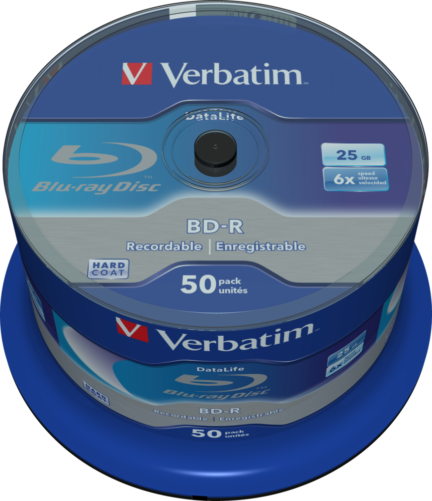 Оптический диск Verbatim BD-R SL 25GB 6X Datalife, Spindle, 50 шт