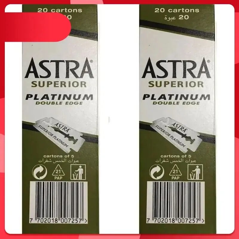 Лезвия для бритвы Astra Double Edge Platinum, упаковка 200 штук.40x5