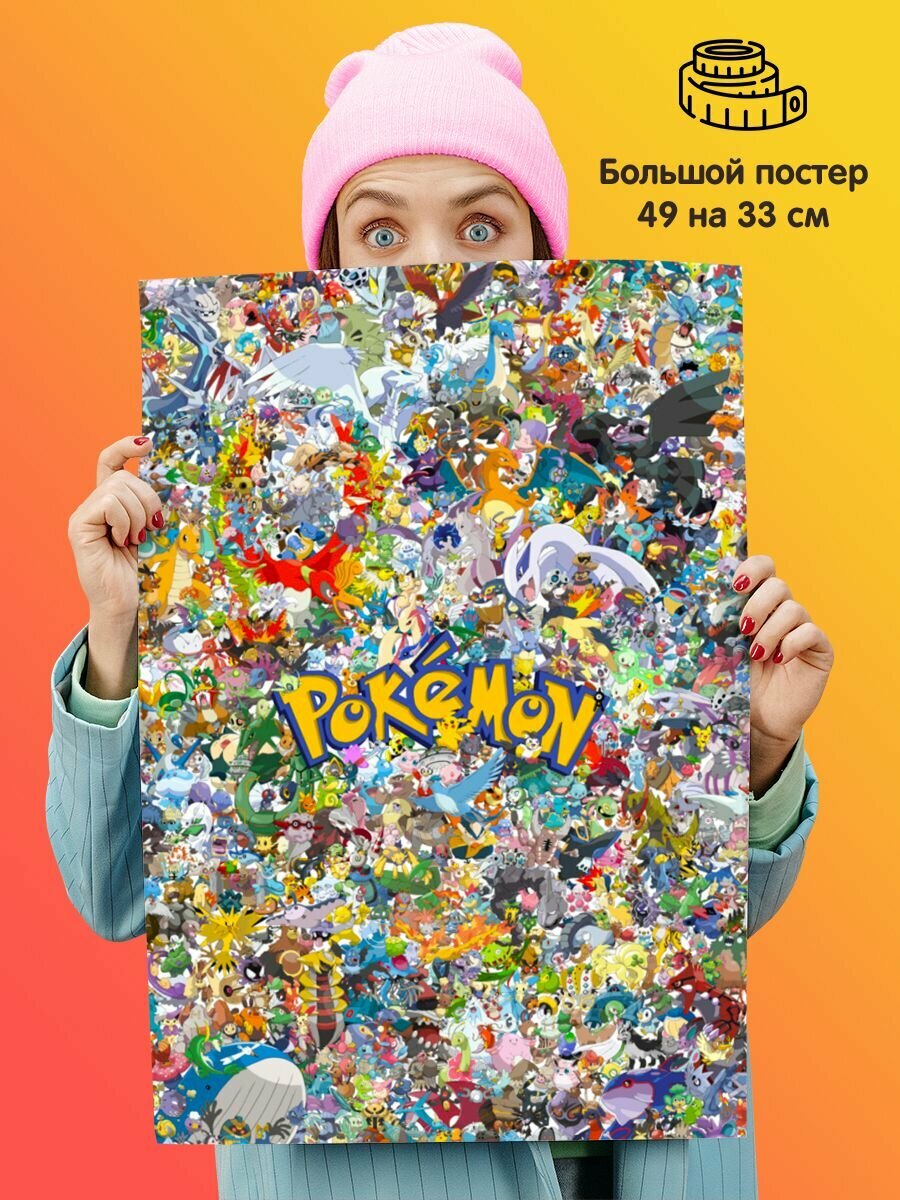 Постер плакат Pokemon Покемоны
