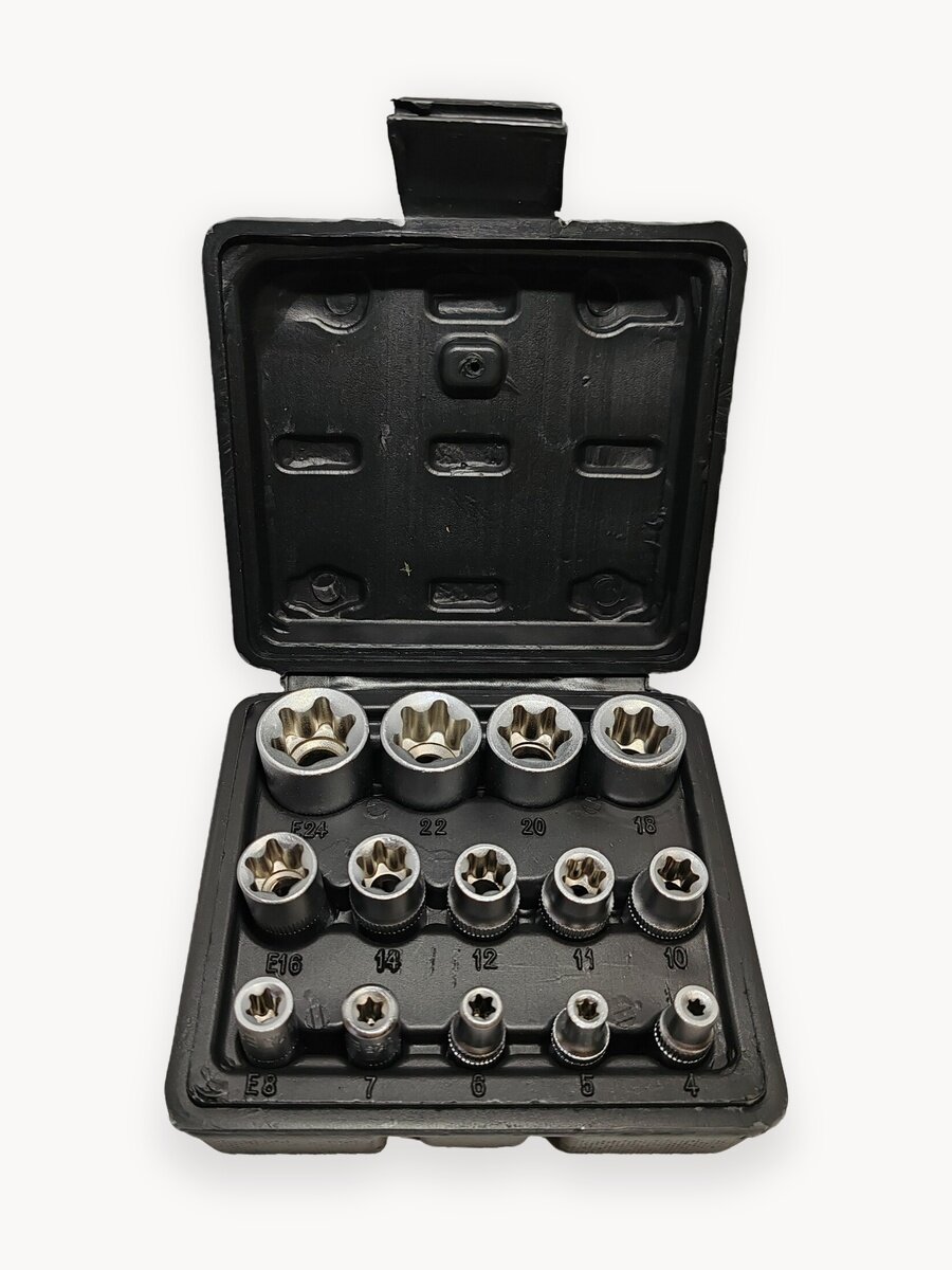 Набор головок звездочек 14 шт, торцевые головки для автомобиля набор Е-профиль