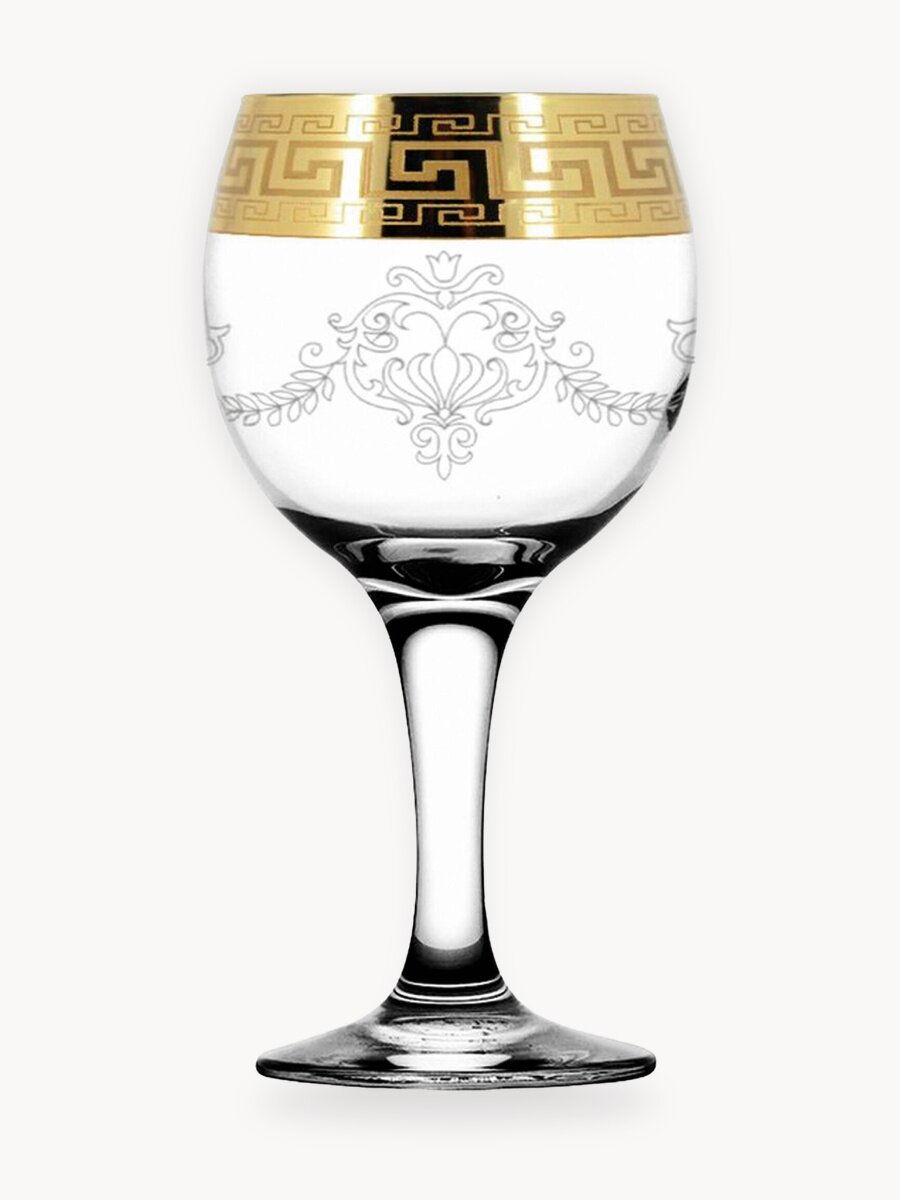 Подарочный набор бокалов для вина с алмазной гравировкой PROMSIZ барокко, 260 мл, 6 шт.