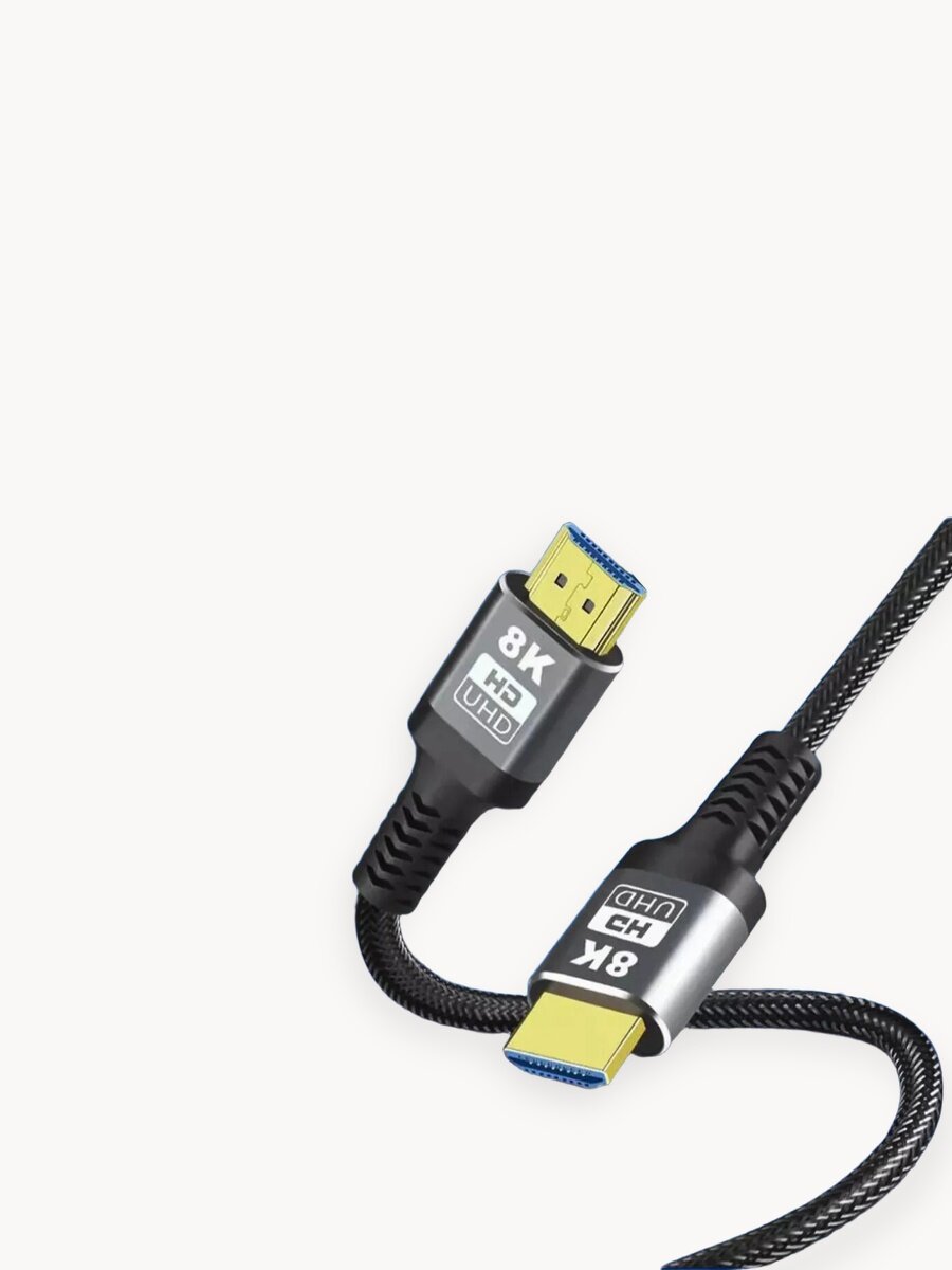 Кабель HDMI Premium, версия 2.1, тканевая оплётка, поддержка 8K/60 Гц, чёрный, 0,5 м