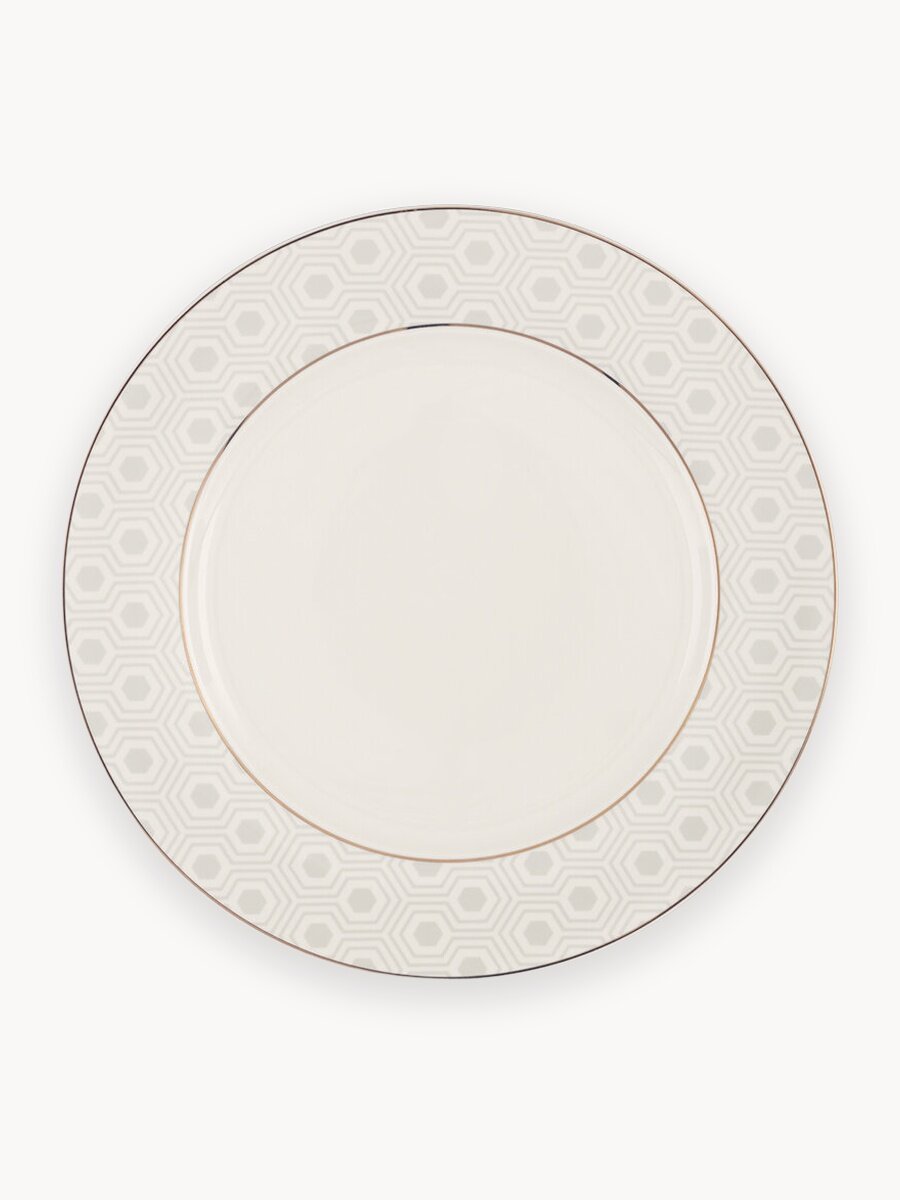 Тарелка обеденная NADOBA, серия MARI LENA, 27 см, фарфоровая, серый/белый, СВЧ, для сервировки, подарочная упаковка