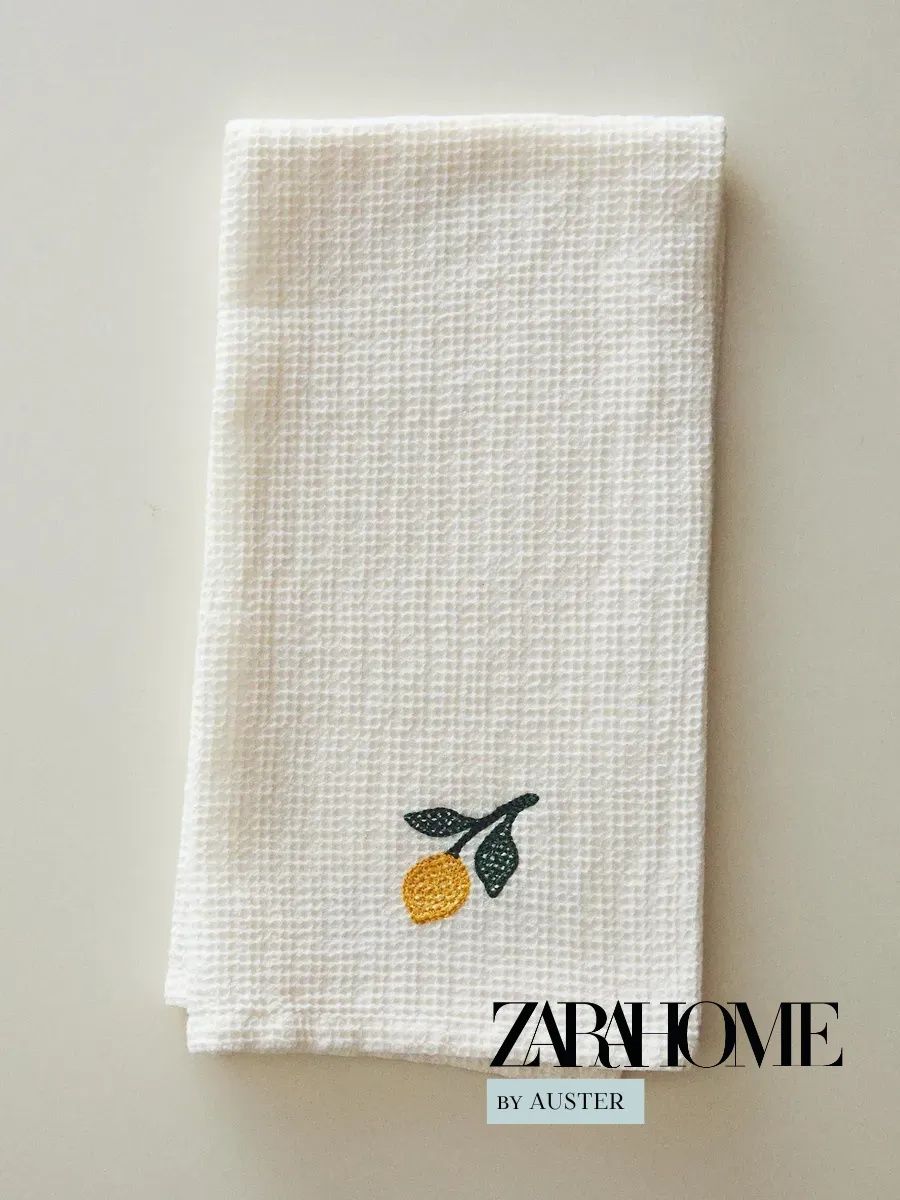 ZARA HOME Полотенце кухонное 50x70 1 шт вафельная фактура хлопок белый