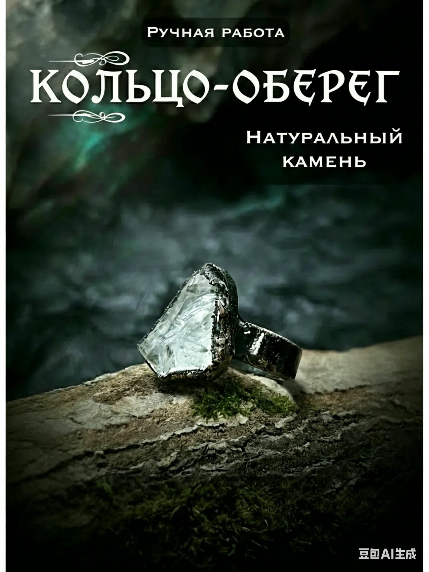 Талисман Оберег/Кольцо с натуральным камнем кварц или горный хрусталь. Оберег талисман кольцо кварц горный хрусталь