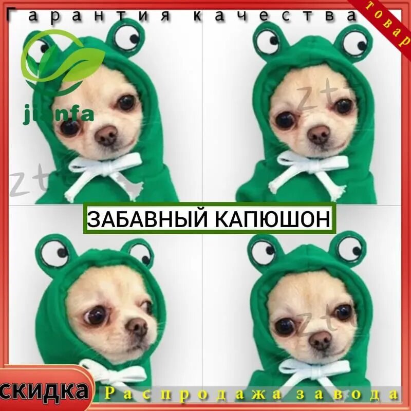Толстовка для собак и кошек "Лягушонок" размер L, зеленый, флис, унисекс — фото 1