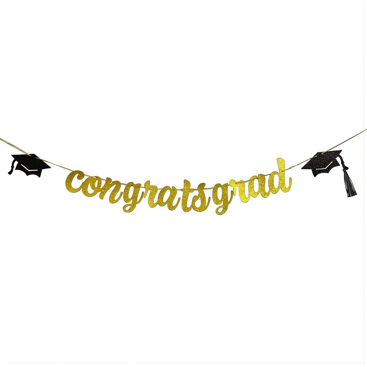 Декоративная гирлянда WE GRADUATED золотая глиттерная для выпускного вечера, подходит для оформления школьного класса домашнего праздника фотозоны, добавляет ярких акцентов в дизайн пространства, монт