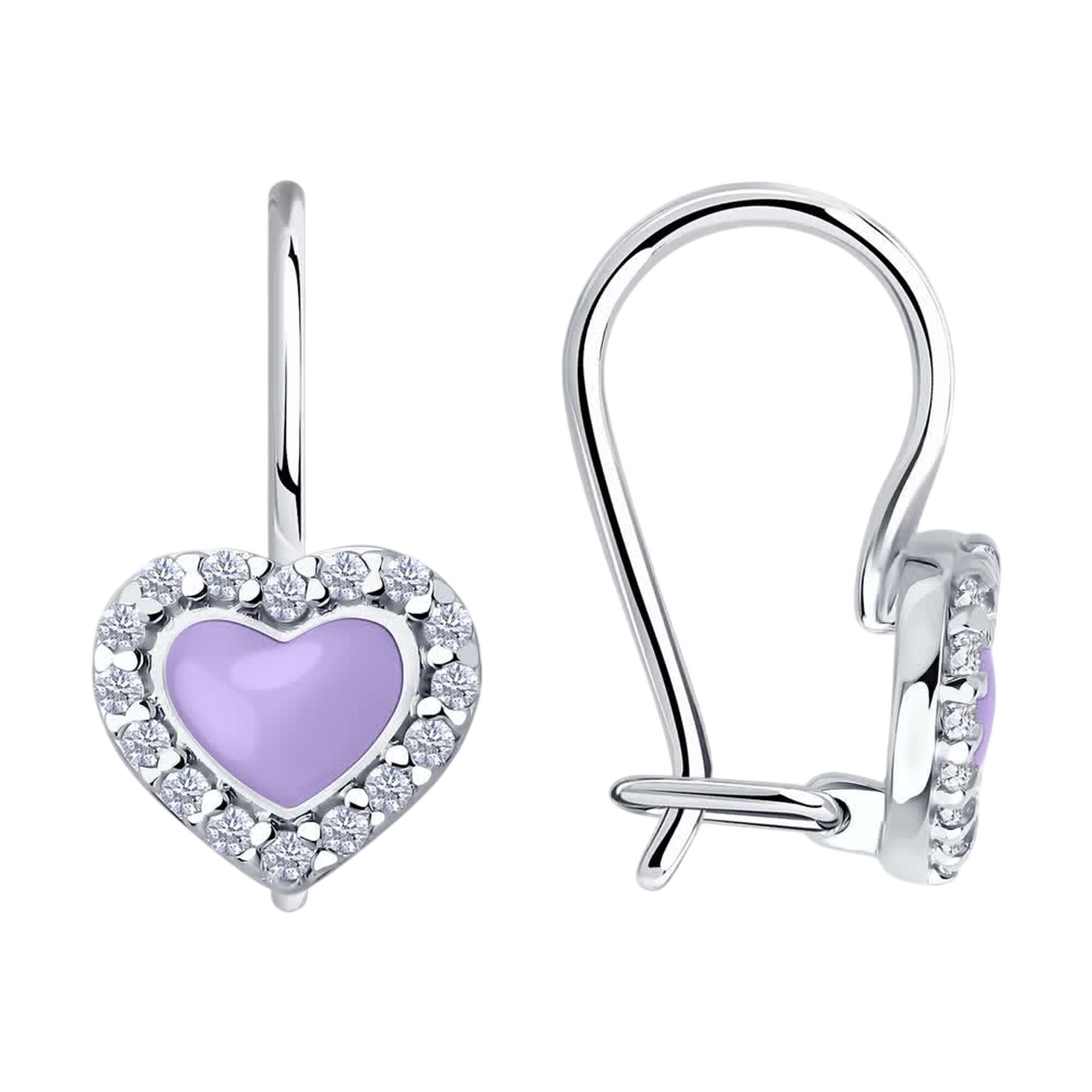 Серьги Diamant online, серебро, 925 проба, родирование, фианит, эмаль