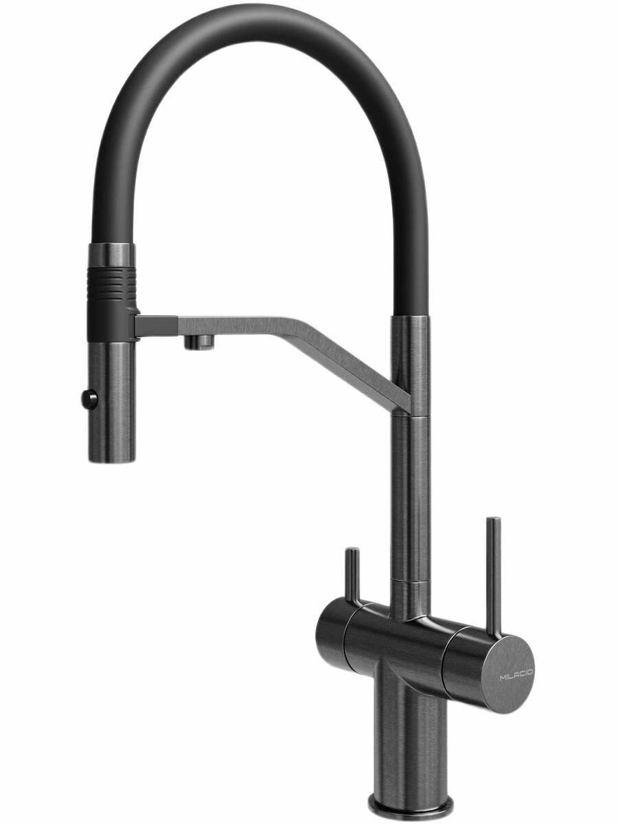 Смеситель для кухни с гибким изливом MILACIO ULTRA MCU.557. GM вороненая сталь