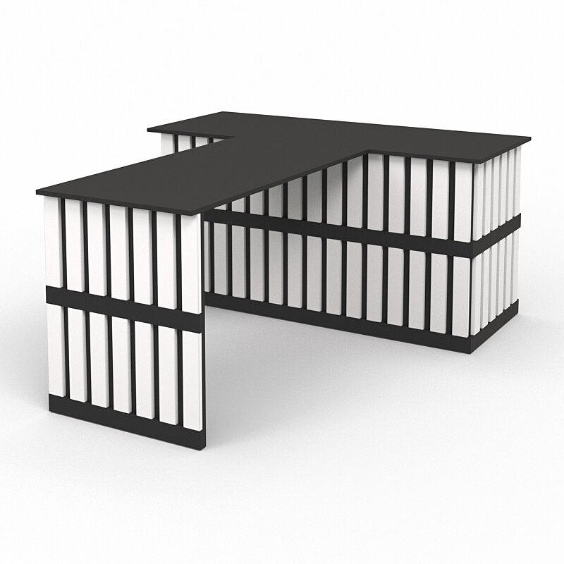 Стол руководителя №13 с приставкой брифингом, Черный и Белый. Производитель товара - компания Westcom.