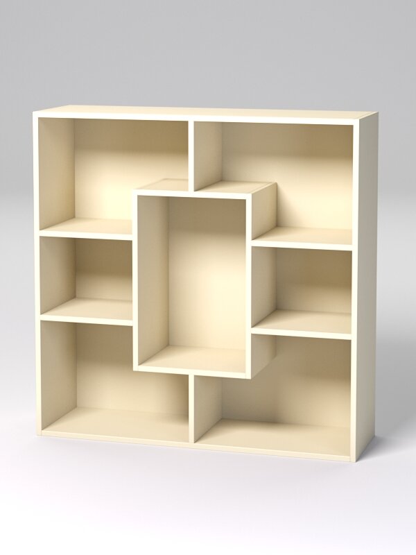 Антресоль "домашняя" для книг №1А с 7-ю ячейками (задняя стенка - ДВП), Крем Вайс