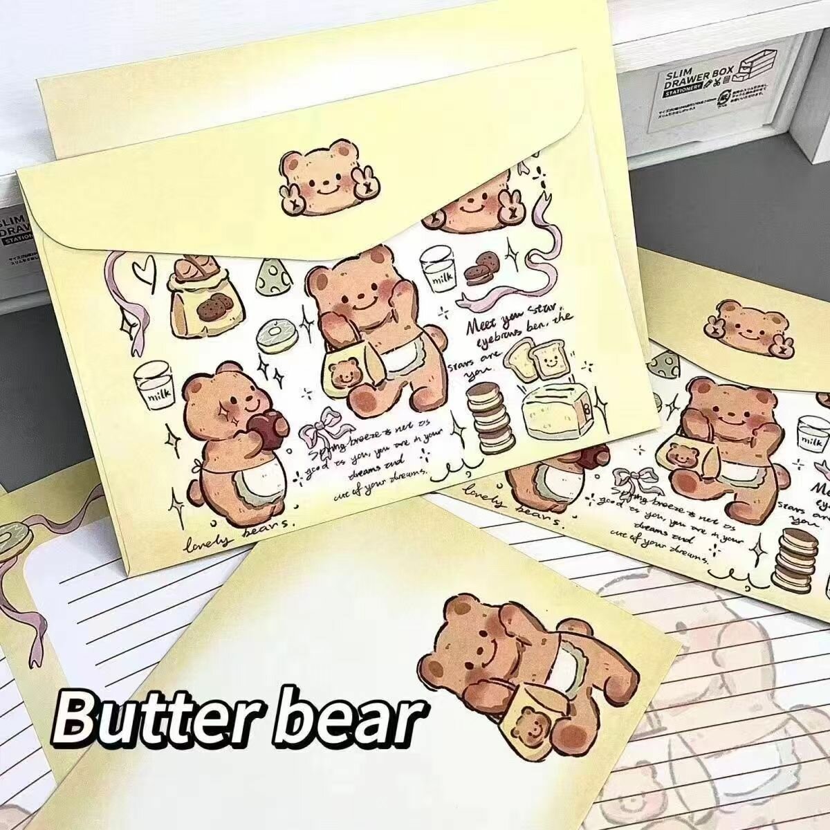 Набор конвертов "Кремовый мишка", 4 шт.