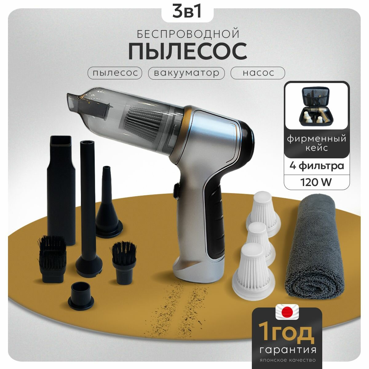 Пылесос для автомобиля беспроводной мощный SUITU PRO / Ручной портативный мини пылесос для салона машины и дома