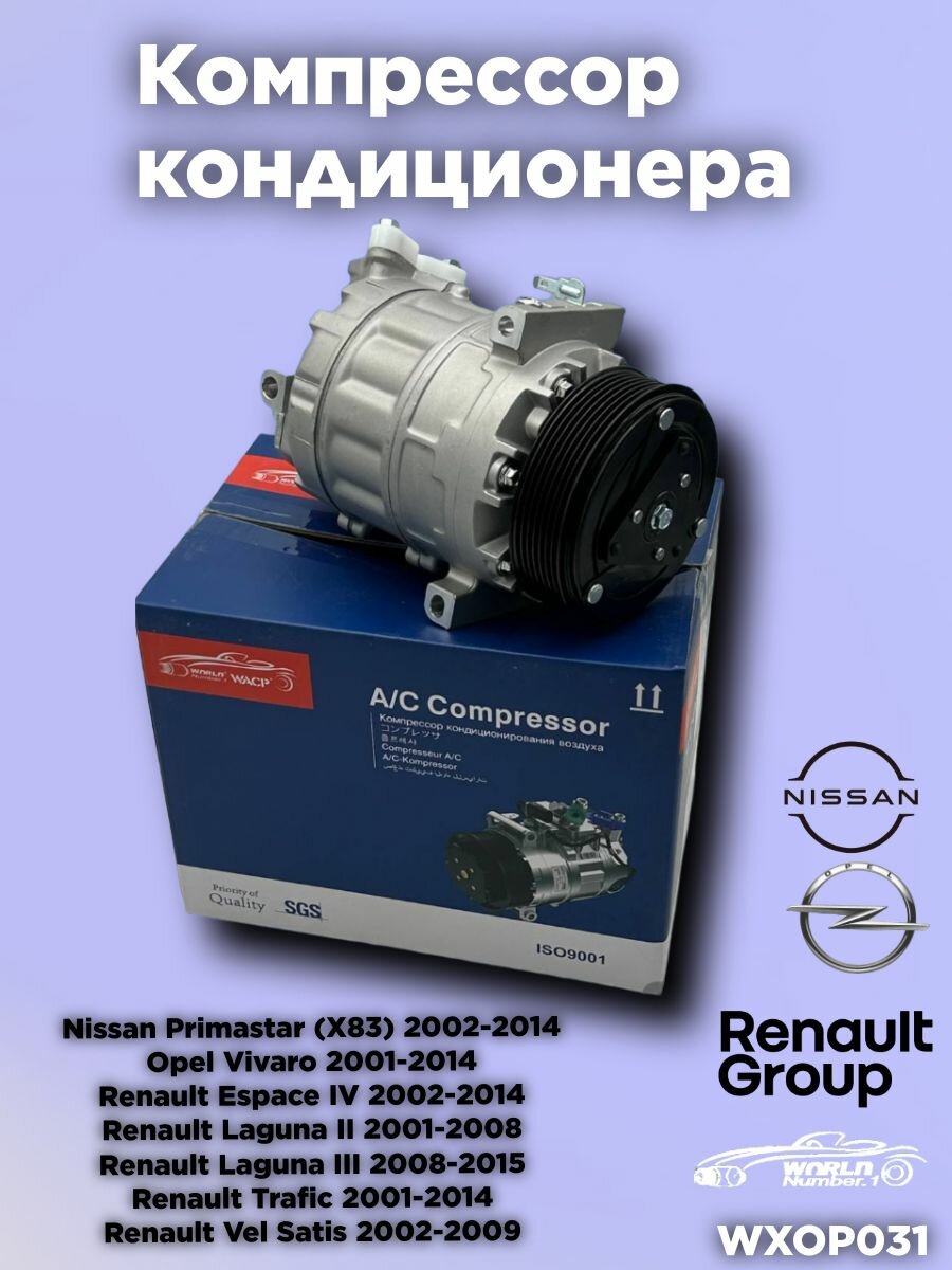 Компрессор кондиционера Рено Трафик, Опель Виваро 2.0M9R