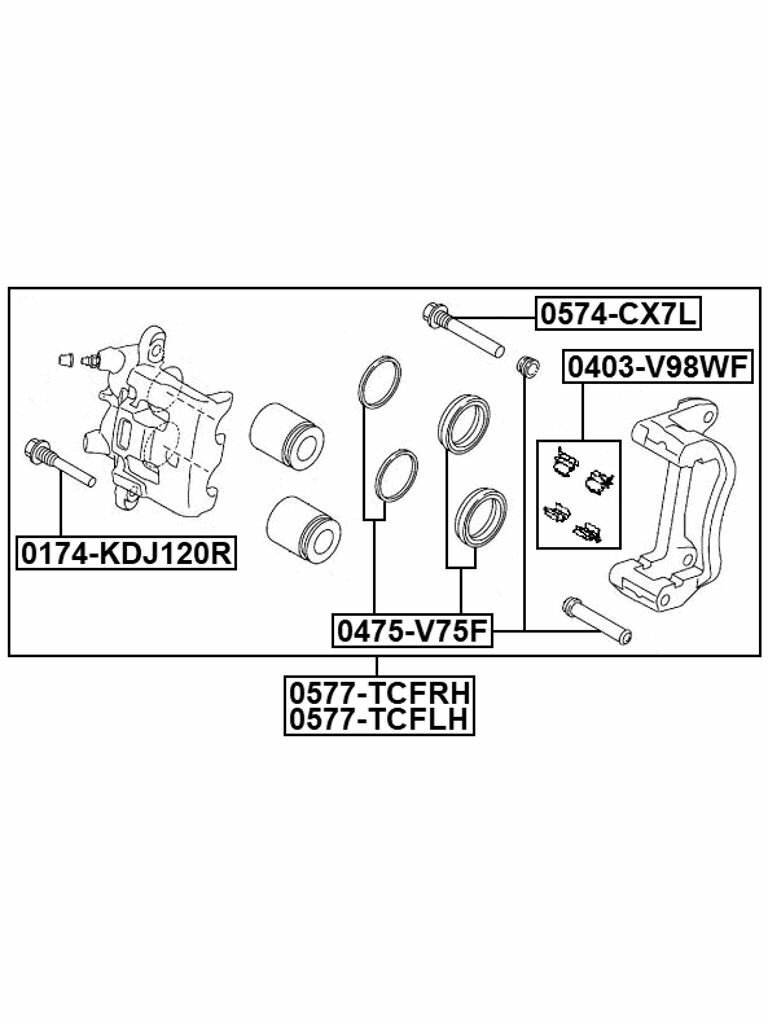 Суппорт тормозной передний левый (со скобой) MAZDA 0577-TCFLH FEBEST.
