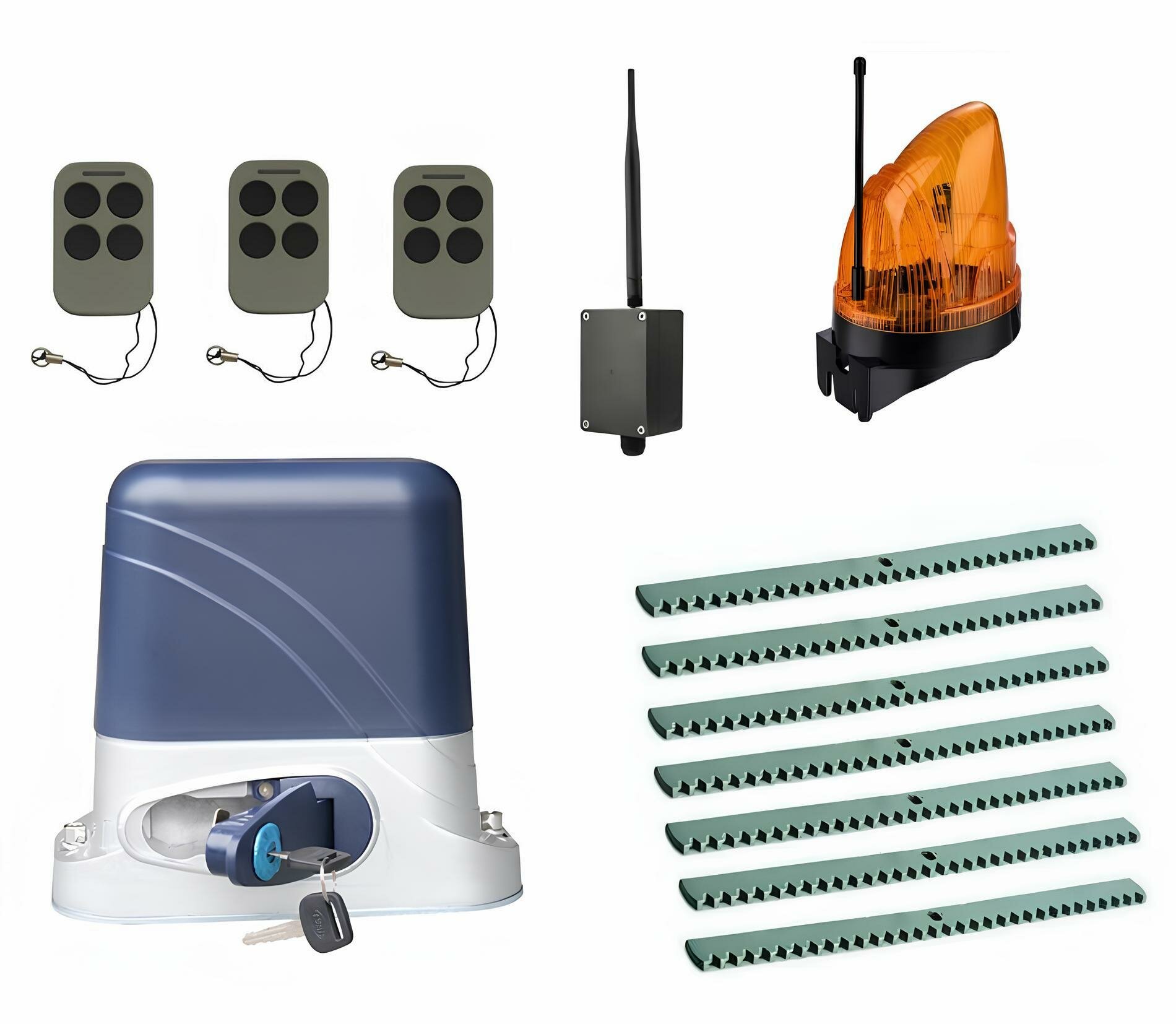 Автоматика для откатных ворот KSL-1300 KIT-L1K7-BT-Т3, комплект: привод, 3 пульта, Bluetooth-модуль, лампа, 7 реек