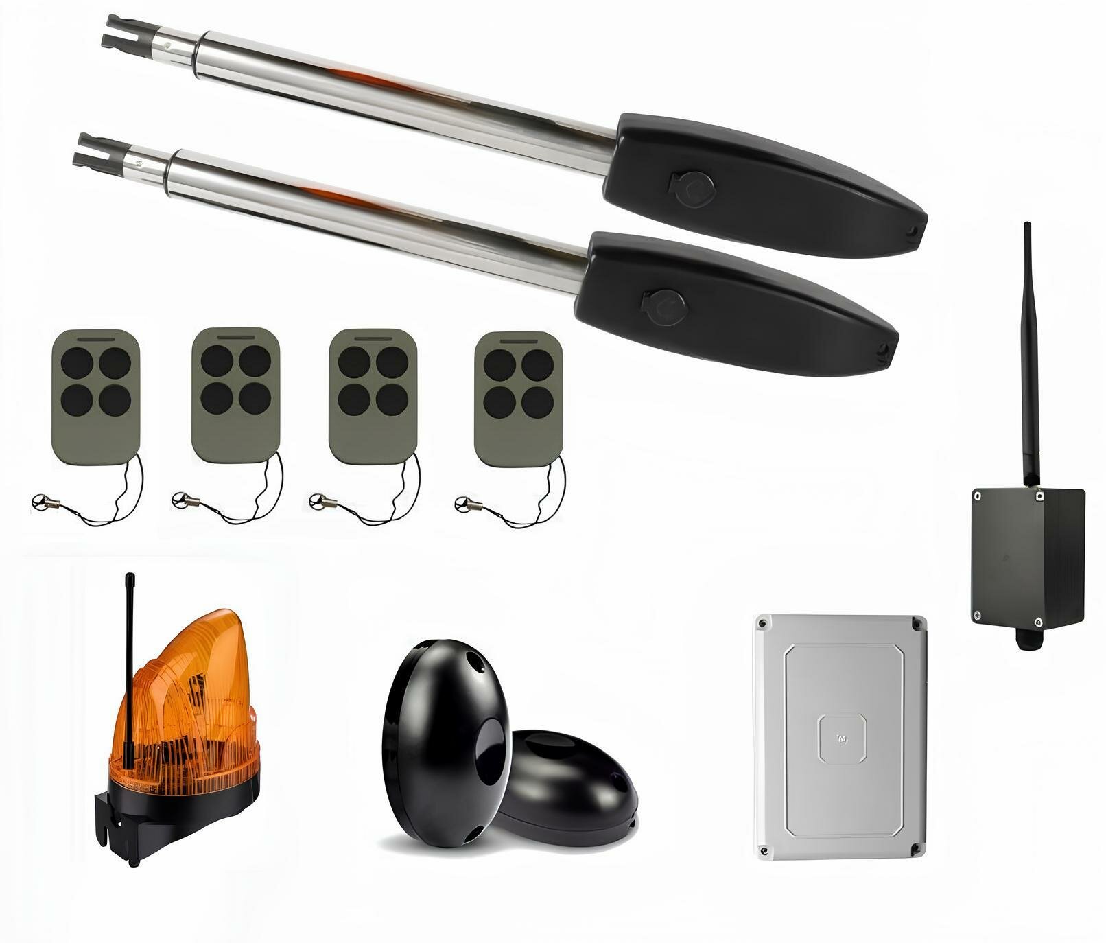 Автоматика для распашных ворот KSW-2500 FULL-T4-1K-BT, комплект: 2 привода, блок управления, 4 пульта, фотоэлементы, лампа, Bluetooth-модуль