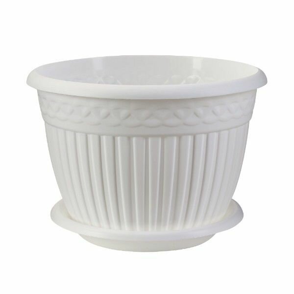 Кашпо ВМС "Византия" 15 л, белое, с поддоном