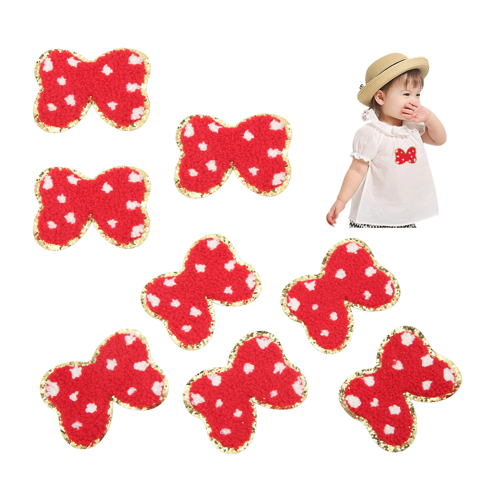 20 шт, нашивки с красными бантами, милые легкие нашивки с железными бантами и термоплавким клеем для рубашек своими руками, шапок, рюкзаков, кукол