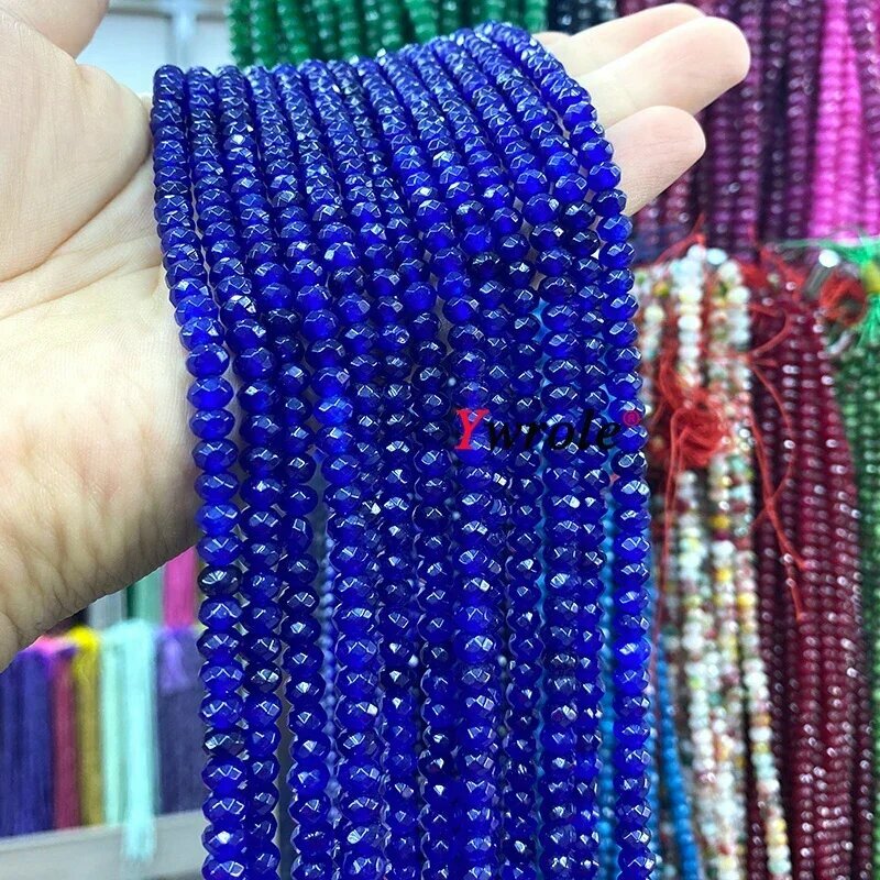 Рондели из эпидота и халцедона YWROLE 4x6 мм 4x6mm 1pack 40-42pcs, Синий, dark blue