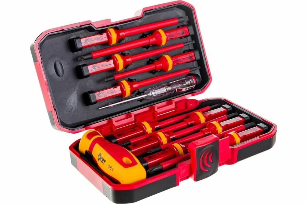 Набор изолированных отверток 13 предметов - крестообразные/плоские, с индикатором напряжения