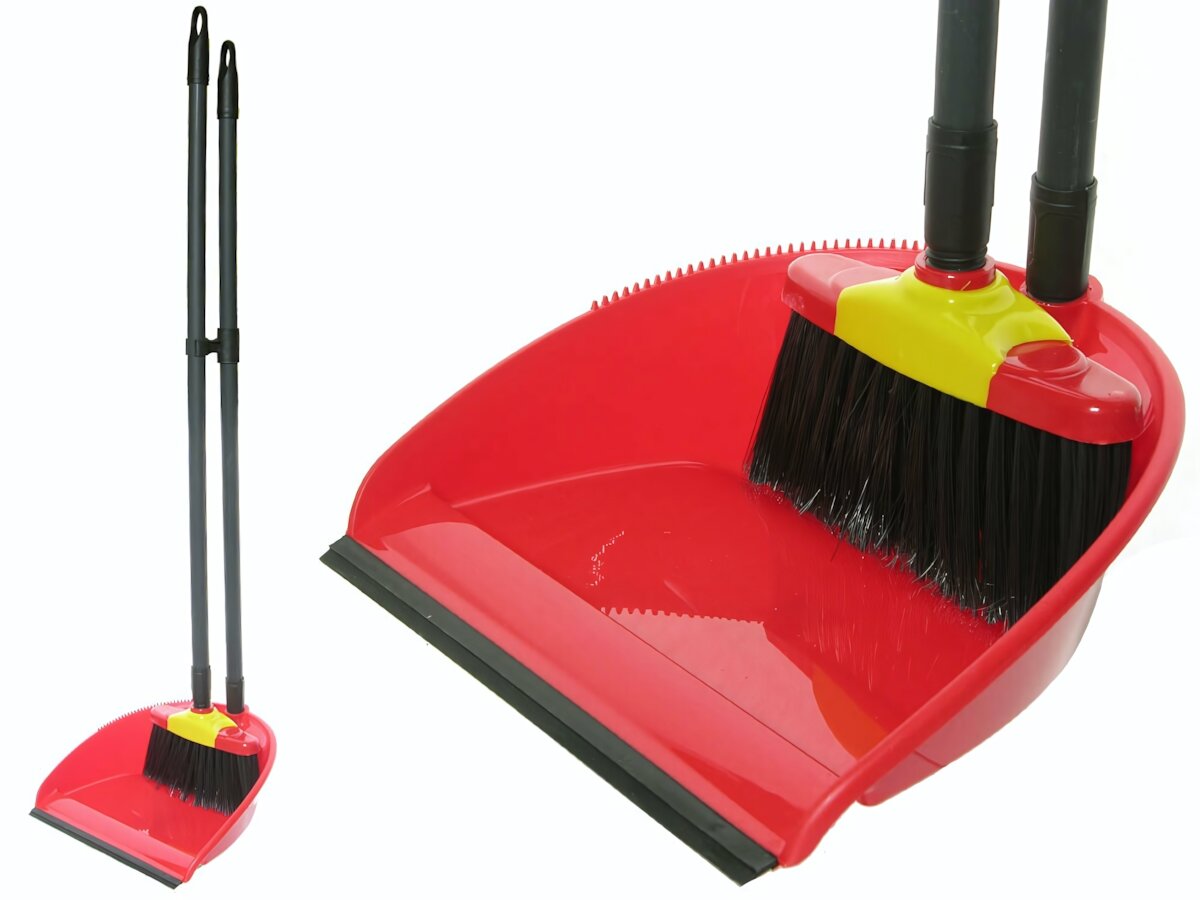 Набор для уборки «Ленивка Люси»: щётка и совок с ручкой 93 см, разборные, резиновый край