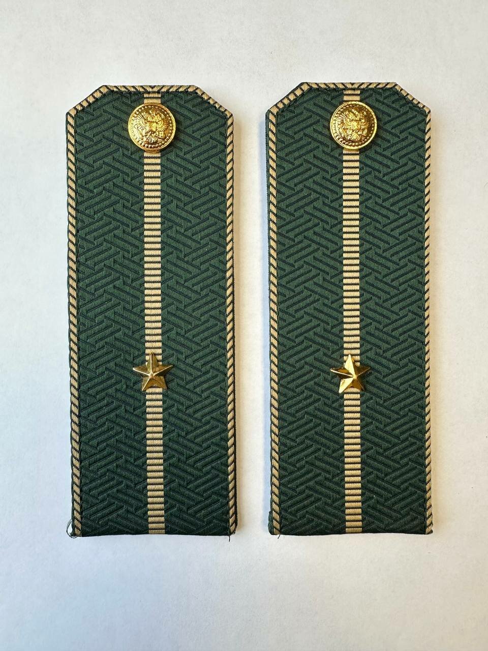 Погоны Таможенной службы на китель темно-зеленые картон звание Младший Лейтенант