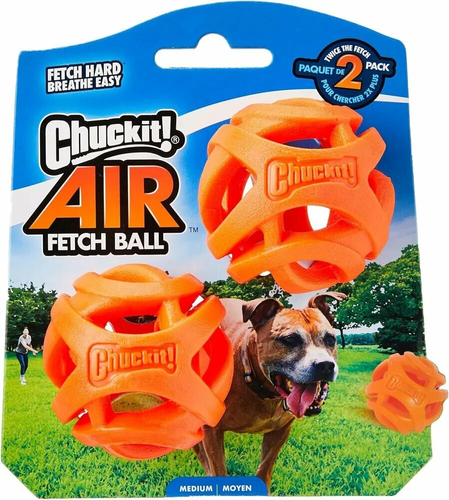 Игрушка для собак мяч ChuckIt! Air Fetch Ball Dog Toy, США, Medium (6.4см) для собак 9-27 кг, 2 мяча в упаковке