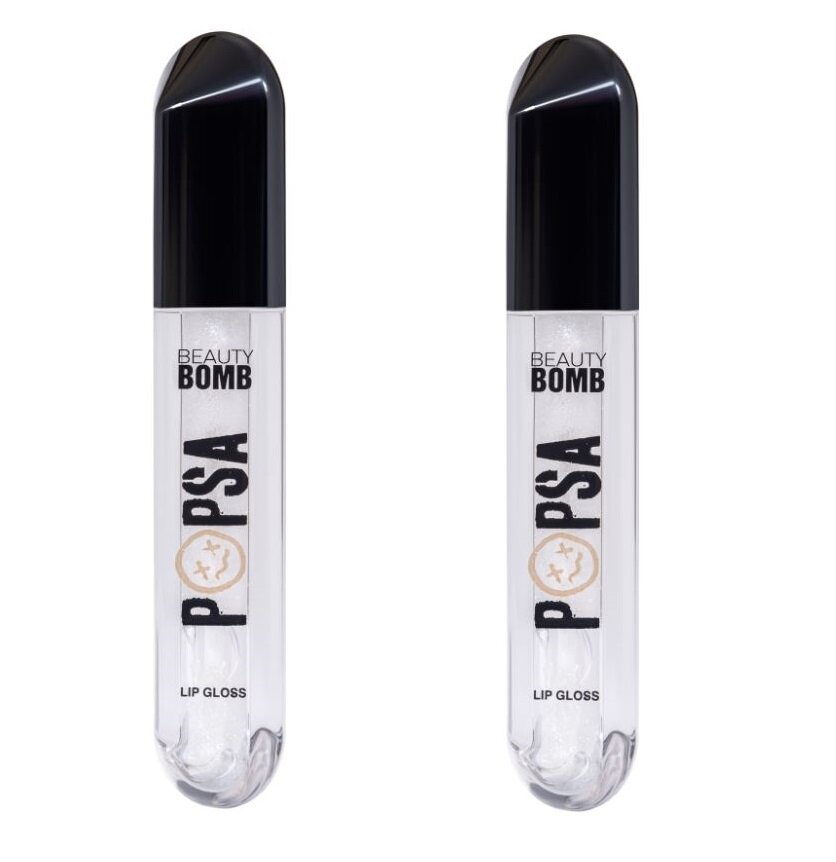 Блеск Beauty Bomb для губ Popsa, тон 01 Blockbuster - прозрачный с блестками, 4 мл - 2 штуки